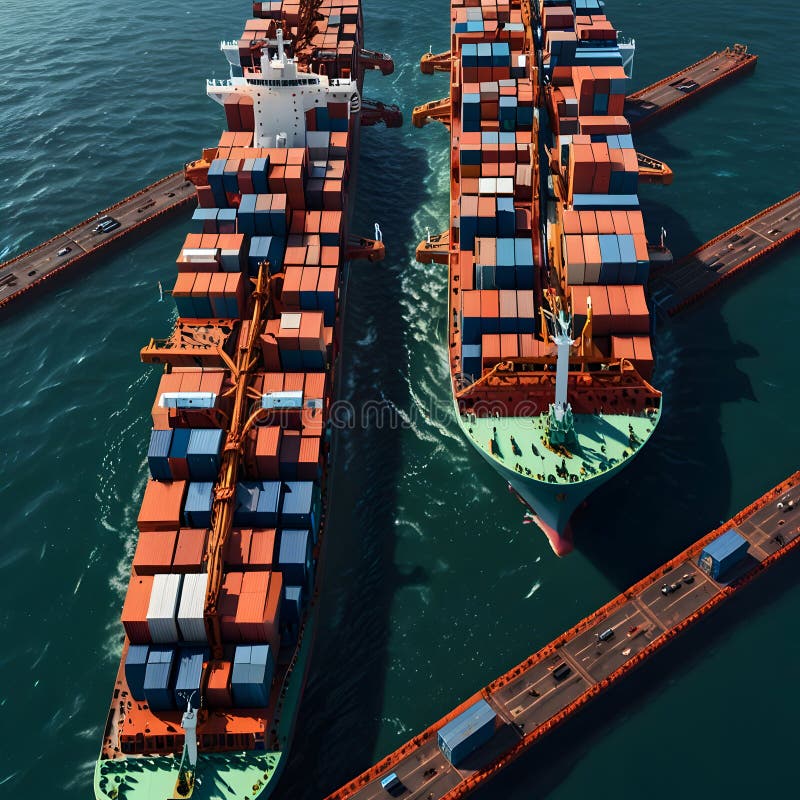 A Large Transport Ship Carrying Numerous Cargo Containers Filled with ...