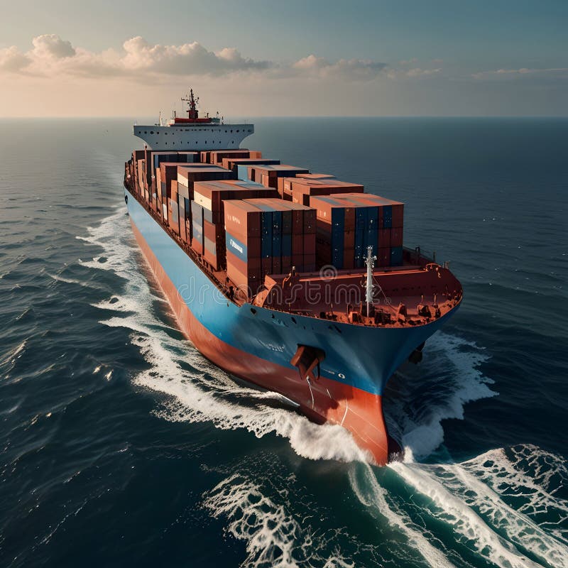 A Large Transport Ship Carrying Numerous Cargo Containers Filled with ...