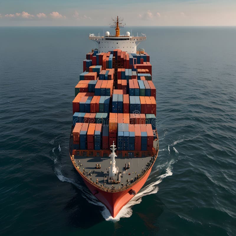 A Large Transport Ship Carrying Numerous Cargo Containers Filled with ...