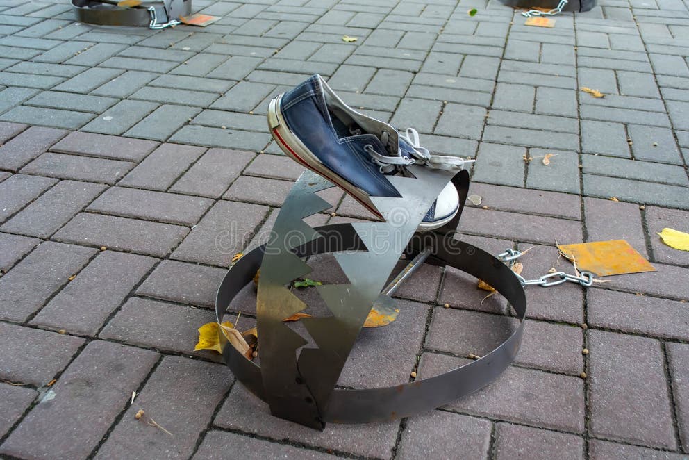 Large Traps. Concept of Man Trapping. Fall Stock Image - Image of ...