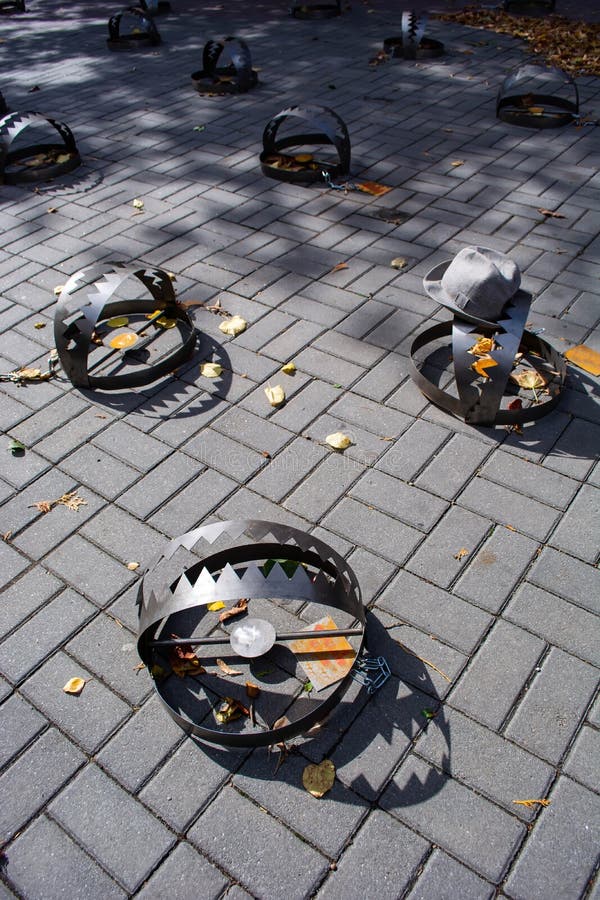 Large Traps. Concept of Man Trapping. Fall Stock Photo - Image of bill ...