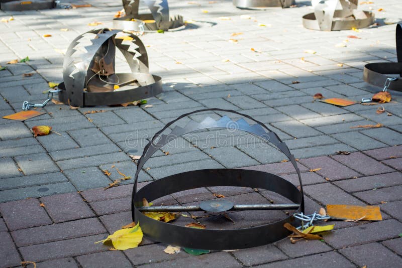 Large Traps. Concept of Man Trapping. Fall Stock Image - Image of ...