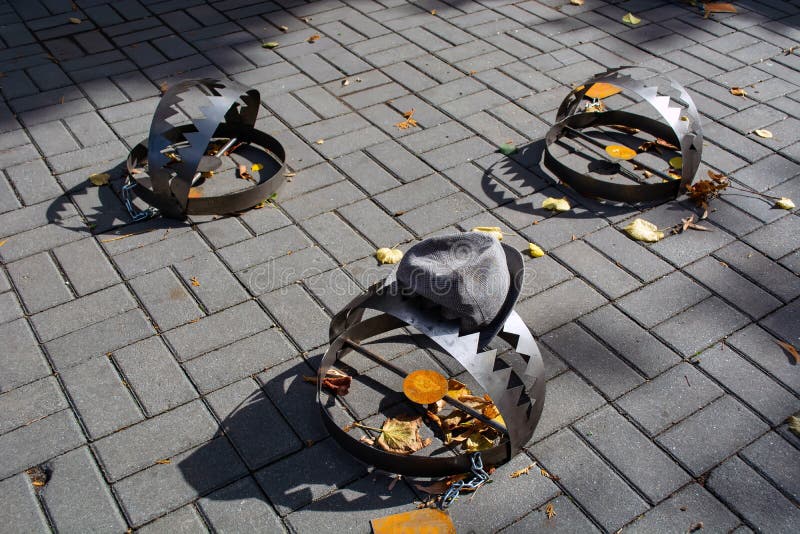 Large Traps. Concept of Man Trapping. Fall Stock Photo - Image of ...