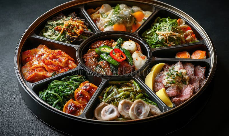 A Large Tray of Food with Many Different Types of Food on it Stock ...