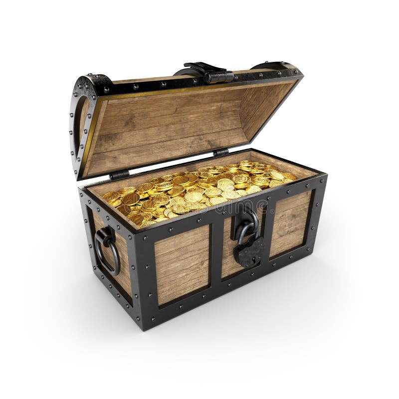 Large Treasure Wooden Chest Stock Illustration - Illustration of ...