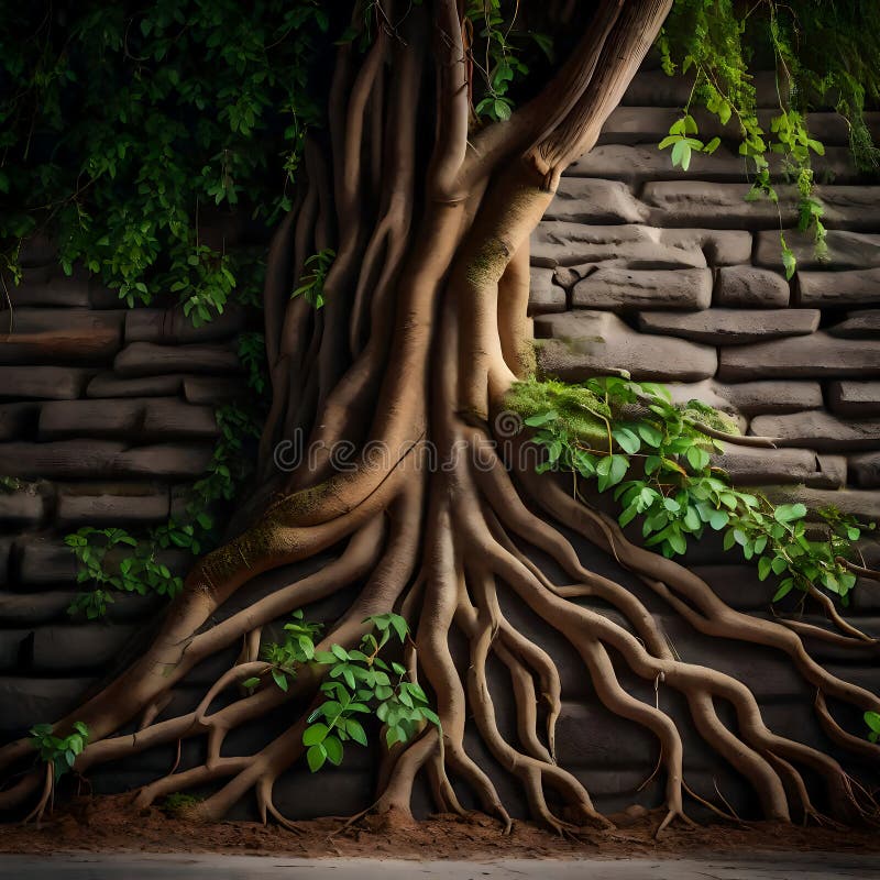 Large Tree with Exposed Roots - Ai Generated Image Stock Illustration ...