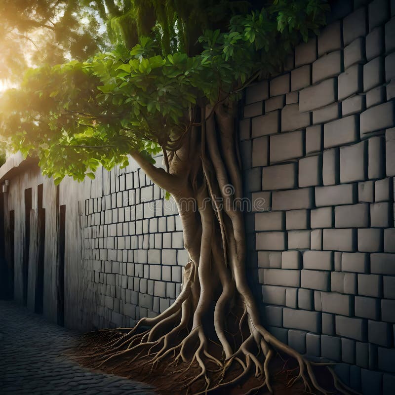 Large Tree with Exposed Roots - Ai Generated Image Stock Illustration ...