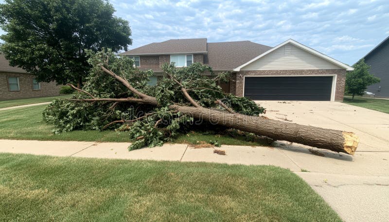 Large Tree Fallen in Front of Residential Home after Storm Damage ...