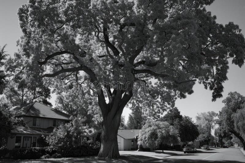 Large Tree in Front of House Stock Image - Image of residential, nature ...