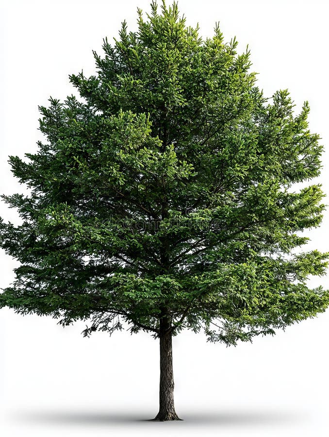 A Large Tree with Green Leaves on a White Background Stock Photo ...