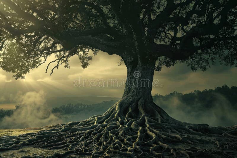 A Large Tree and Long Roots of this Tree in the Forest. the Roots are ...