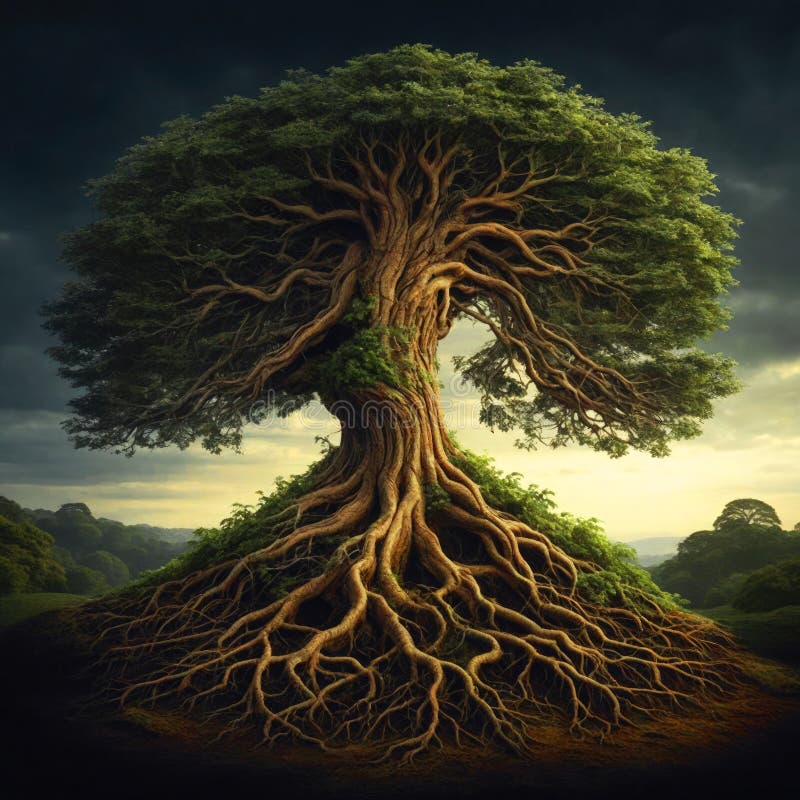 A Large Tree with a Strong Root System in the Soil. Image Taken by AI ...