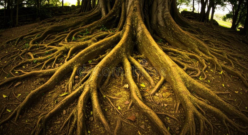 Large Tree Roots in Forest Soil Stock Illustration - Illustration of ...
