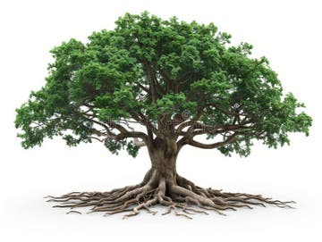 A Large Tree with Roots on a White Background Stock Photo - Image of ...