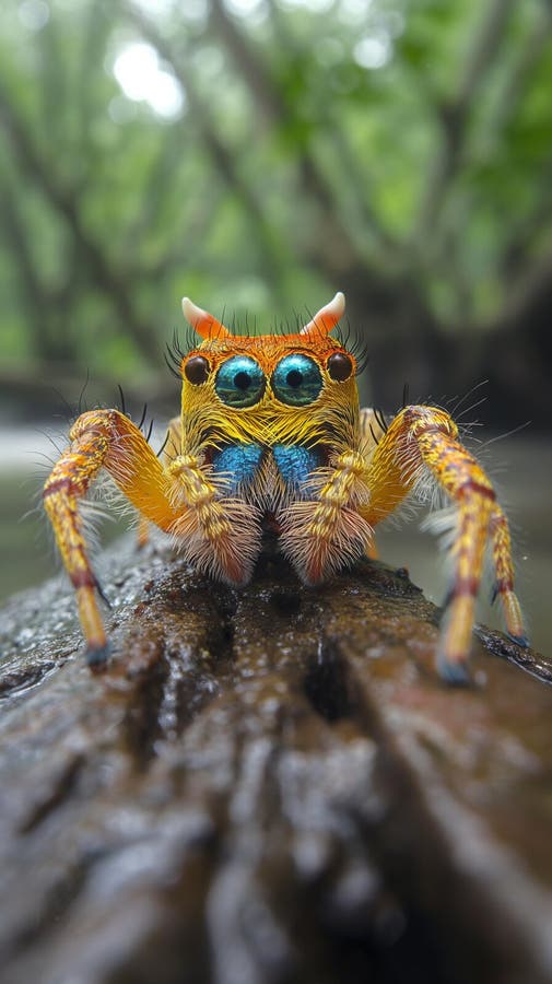 A Large Tree Spider in the Wild. Stock Illustration - Illustration of ...