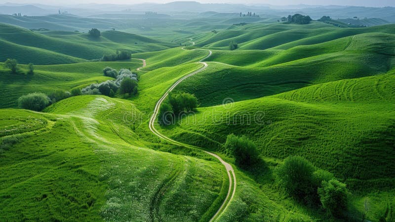 A Large Tree Stands in a Lush Green Field Stock Photo - Image of valley ...