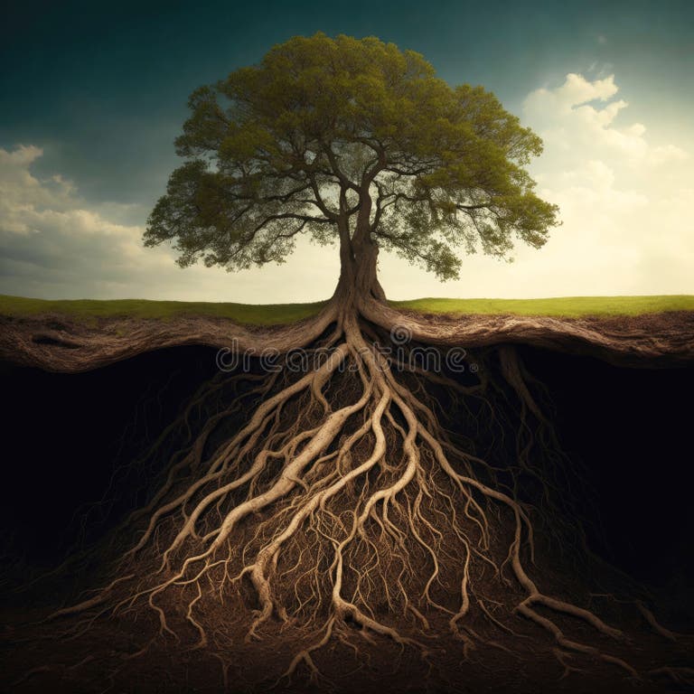 A Large Tree with a Strong Root System in the Soil. Image Taken by AI ...