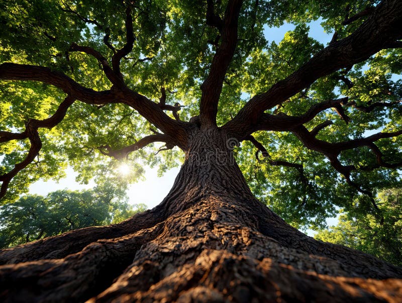A Large Tree with the Sun Shining through the Branches of it Stock ...