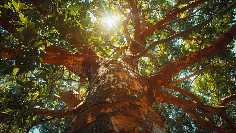 A Large Tree with Sun Shining through the Branches Stock Photo - Image ...