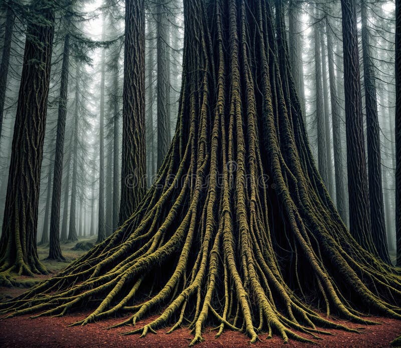 A Large Tree with a Thick Trunk and Many Branches Stock Image - Image ...