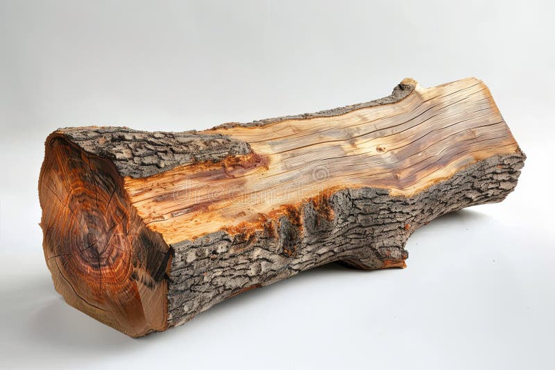 A Large Tree Trunk Lies on a White Surface Stock Image - Image of solid ...