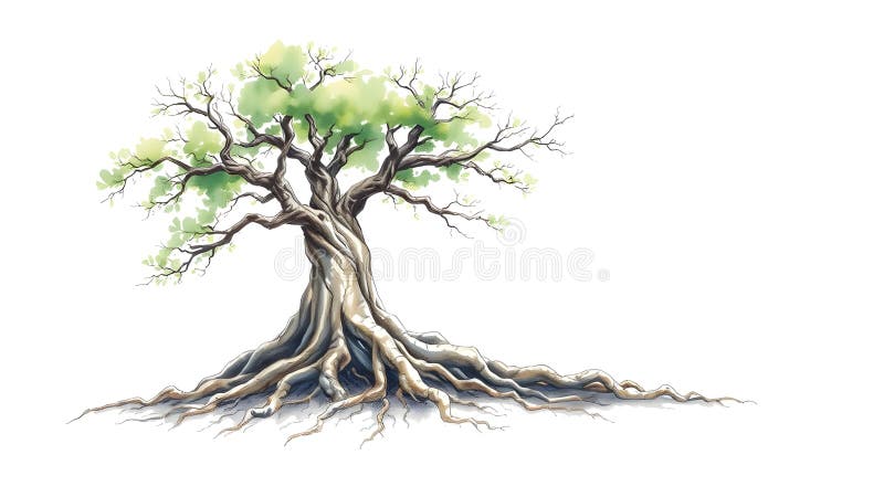 A Large Tree with a Trunk that is Twisted and Has Roots Coming Out of ...