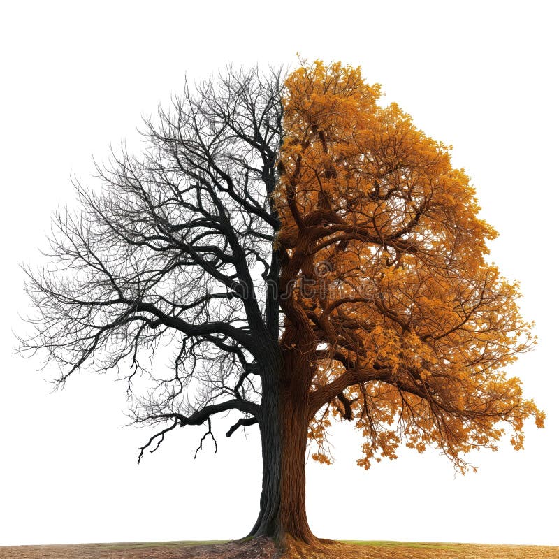 Large Tree with Yellow Leaves Isolated on a White or Transparent ...