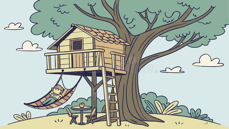 Large Treehouse Complex with a Slide and Rope Bridge Vector, Vector ...