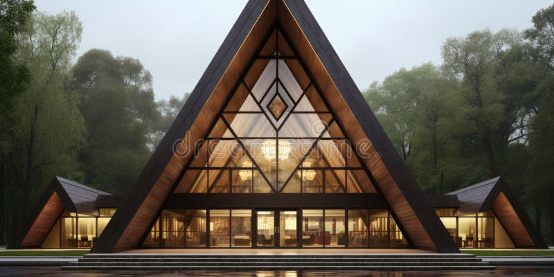Modern Triangular Glass Building Dark Wood Stock Photos - Free ...
