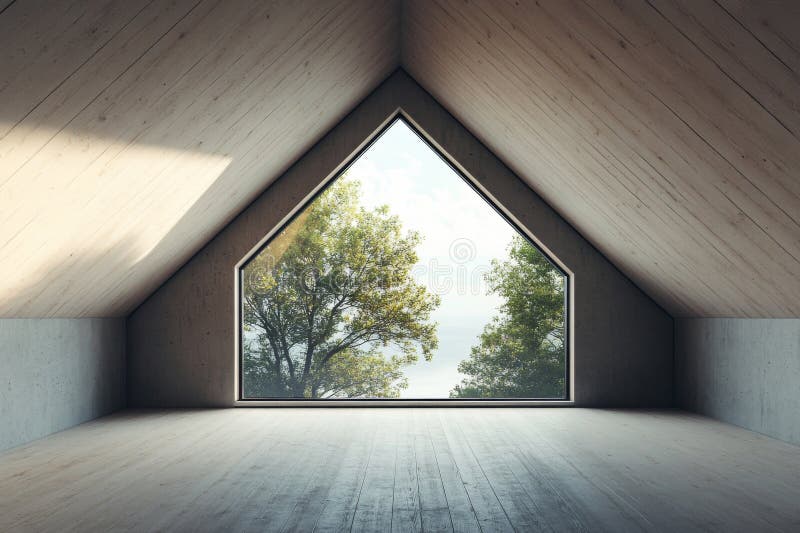 A Large Triangular Window in this Modern Attic Allows for an Influx of ...