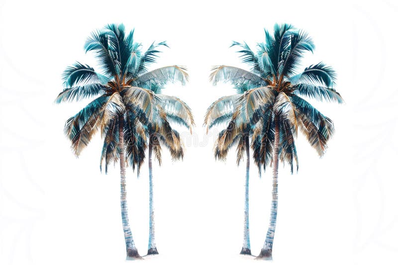 Large Tropics Palm Trees Shapes, Isolated on White Background Stock ...