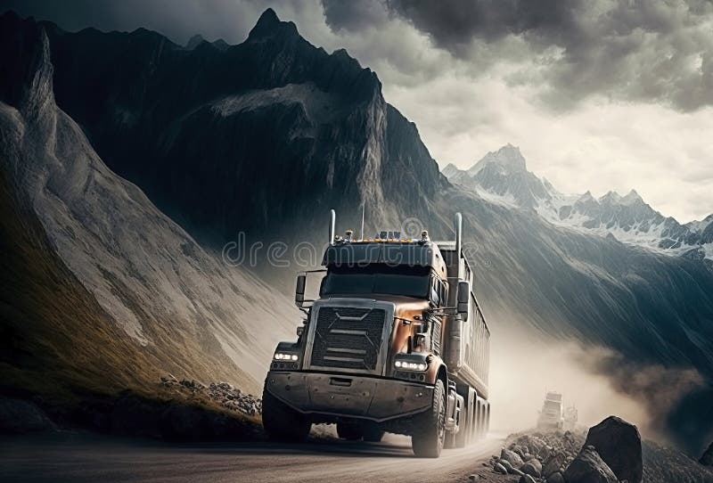 A Large Truck is Driving Down the Road. Stock Photo - Image of ...
