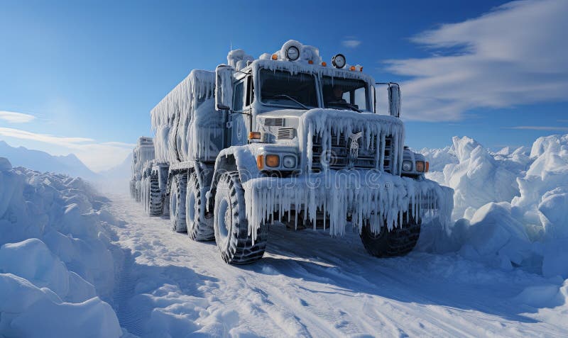 Large Truck Encased in Ice and Snow Stock Image - Image of trucking ...