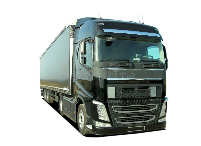 Large Truck with Semi-trailer, Front View Stock Image - Image of ...