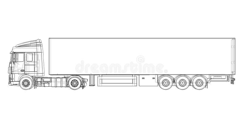 Large Truck with a Semitrailer. Template for Placing Graphics. 3d ...