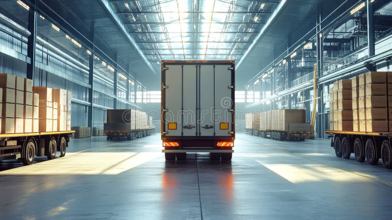 A Large Truck Stands with Its Doors Open, Actively Loading and ...