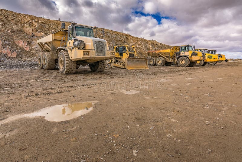 Large Trucks in an Open Pit Mine Stock Photo - Image of loader, mover ...