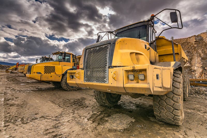 Large Trucks in an Open Pit Mine Stock Photo - Image of geology ...