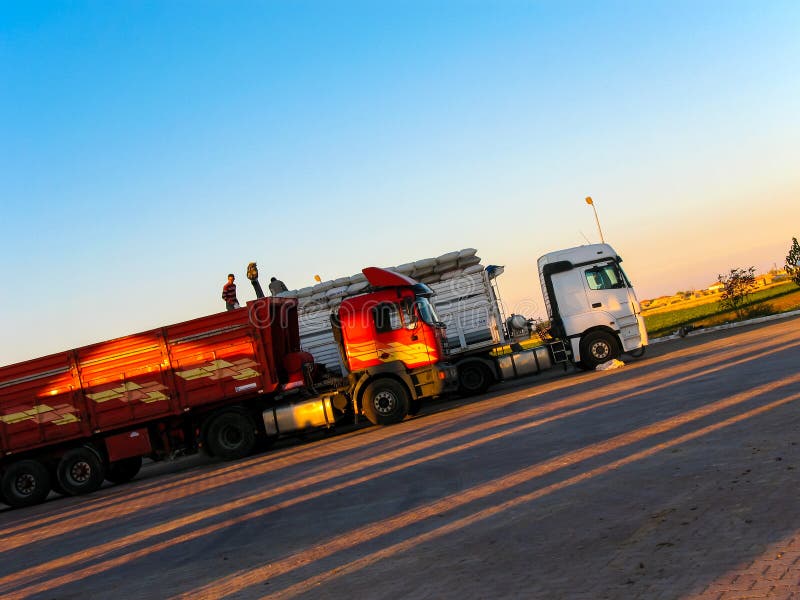 Large Trucks on the Road, Turkey Editorial Photography - Image of night ...