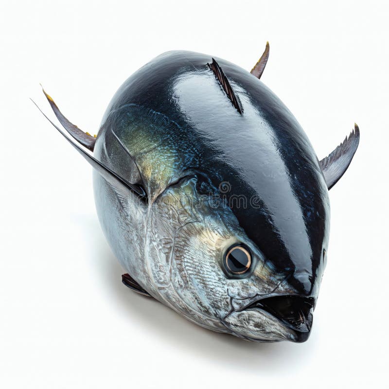 Tuna Fish Isolated on White Background Front View Stock Illustration ...