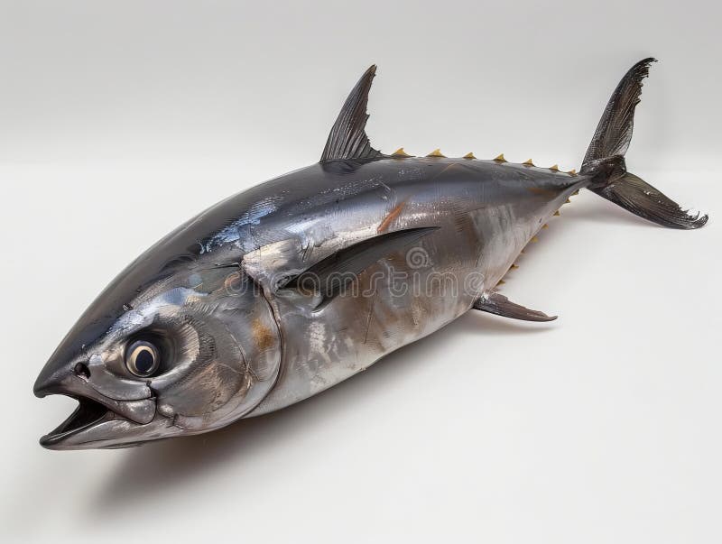 A Large Tuna Fish on a White Surface Stock Photo - Image of background ...