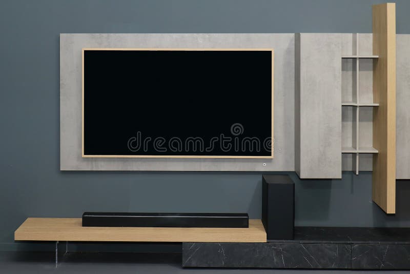Large TV in Modern Interior Stock Image - Image of home, display: 180255511