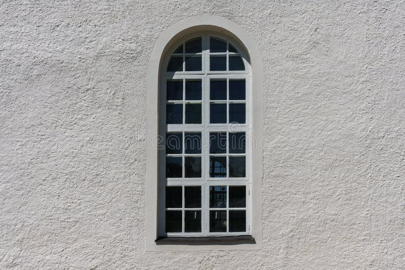 Large Vaulted Window on a Sunny White Wall Stock Photo - Image of ...