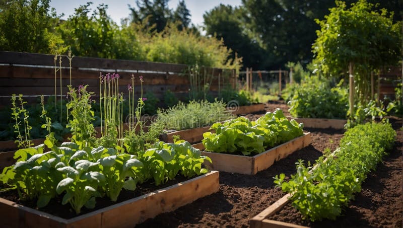 Large Vegetable Garden with Many Different Crops, Salad, Aromatic Herbs ...