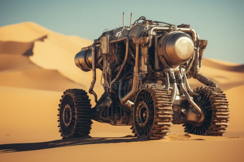 A Large Vehicle Parked on the Desert Highway Stock Image - Image of ...