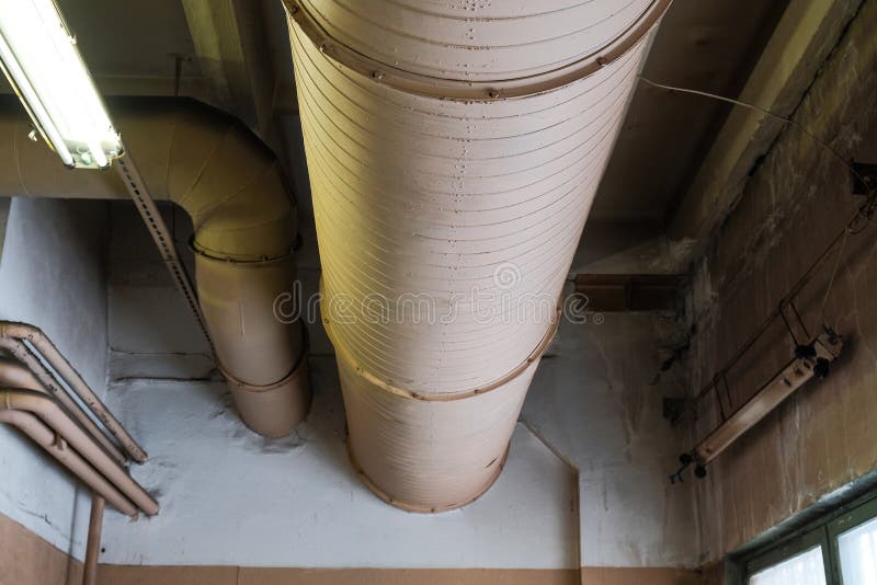 Large Ventilation Pipes on the Ceiling Stock Photo - Image of large ...