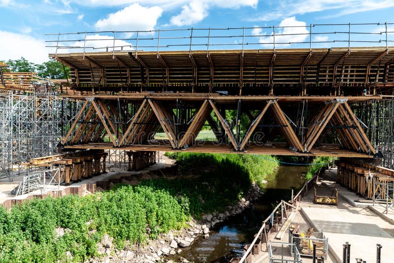 Construction Site of the New Modern Bridge Stock Photo - Image of ...