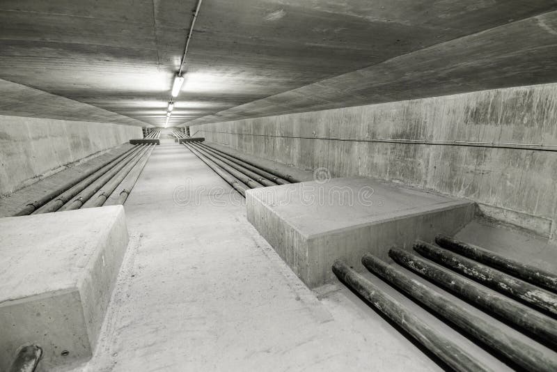 Illuminated Inside of Modern Bridge Stock Photo - Image of scene, light ...