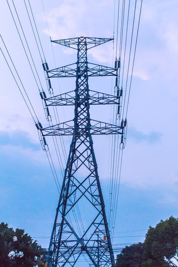 Large View on the Powerlines Stock Photo - Image of evening, energy ...