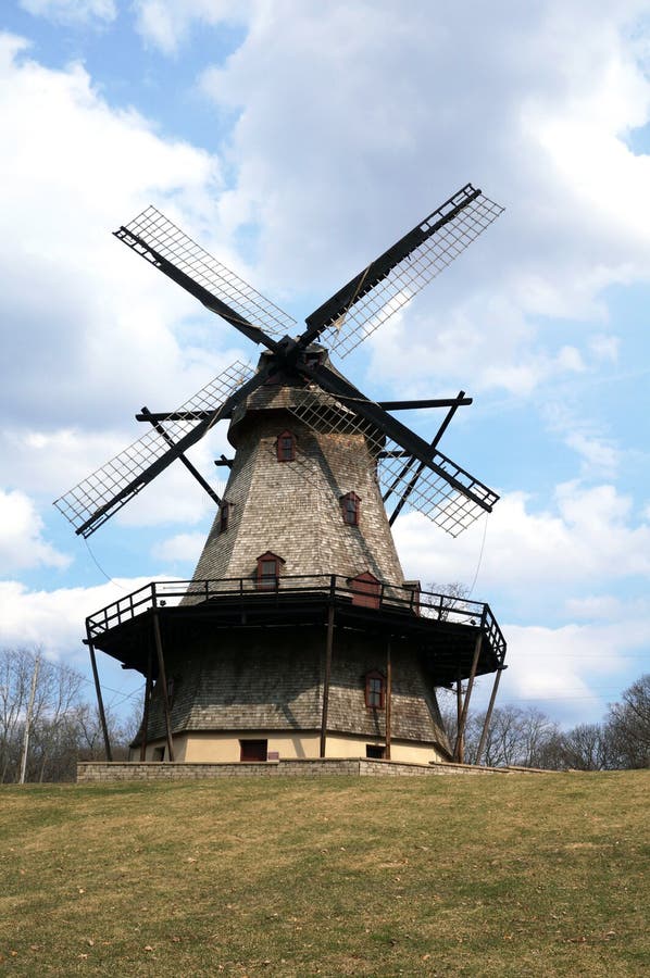 Large Vintage Rustic Windmill Stock Image - Image of outdoors, europe ...